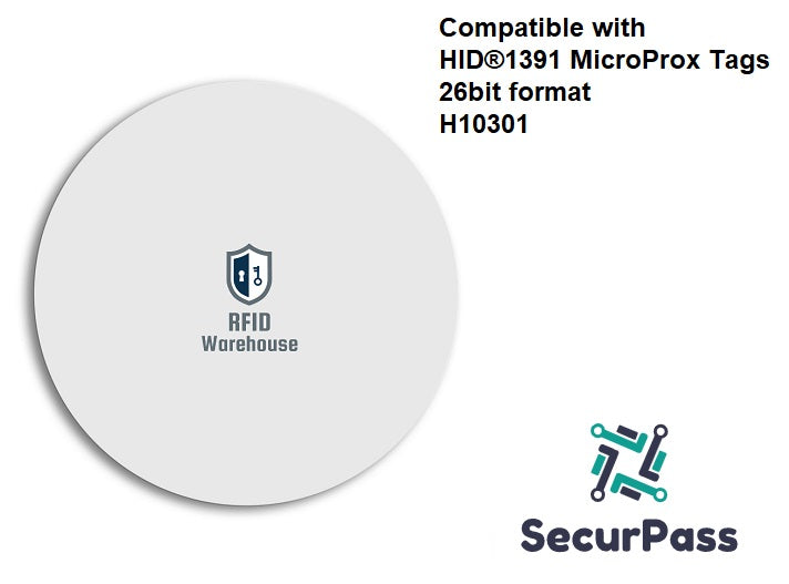 HID® 1391 MicroProx® Compatible PVC Adhesive Tag - 26bit H10301 – RFID ...